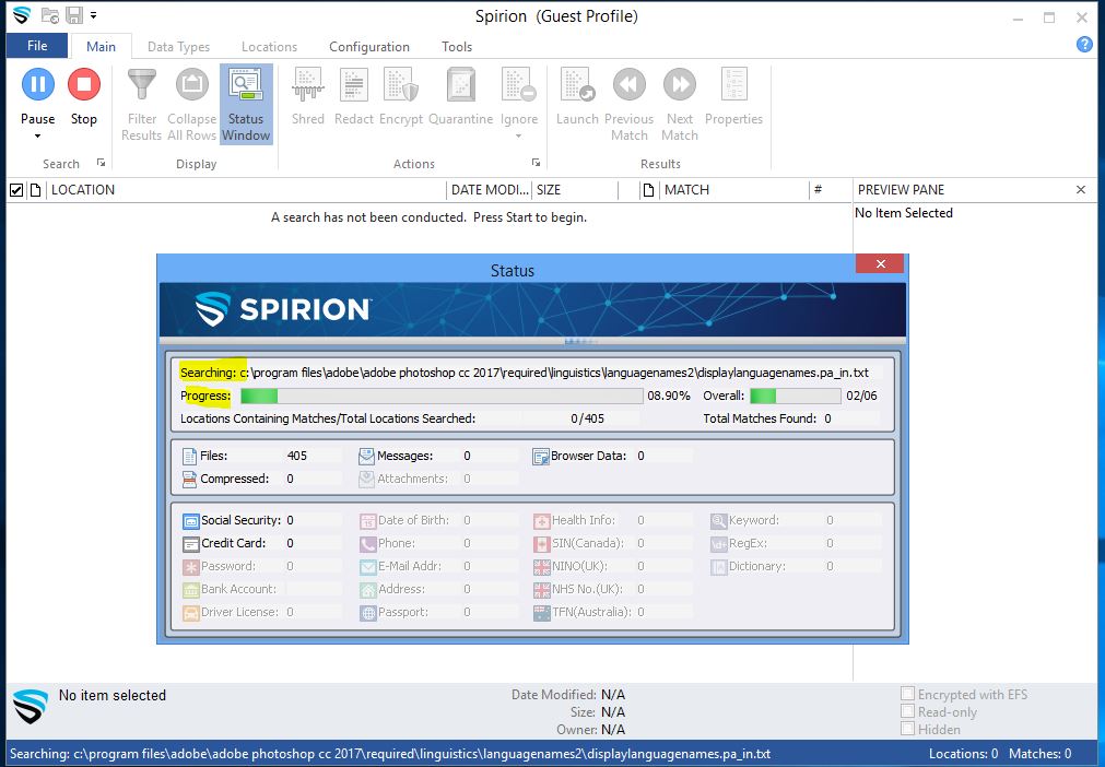 Using Spirion